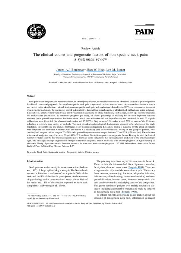 (PDF) The clinical course and prognostic factors of non-specific neck ...