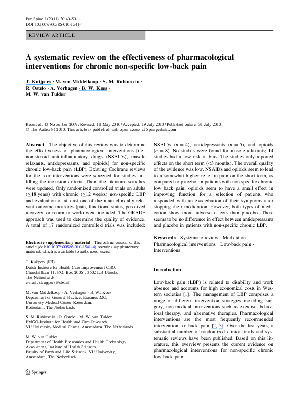 (PDF) A systematic review on the effectiveness of pharmacological interventions for chronic non ...
