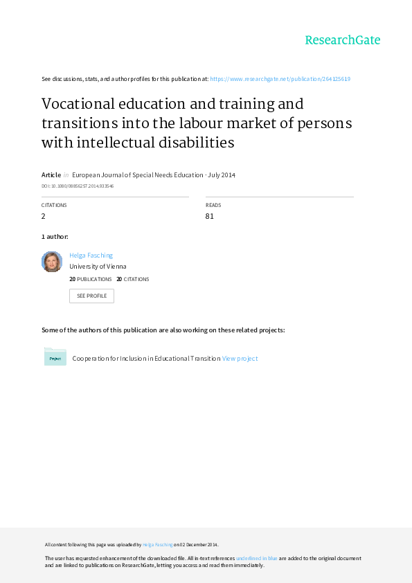 (PDF) Vocational education and training and transitions into the labour ...