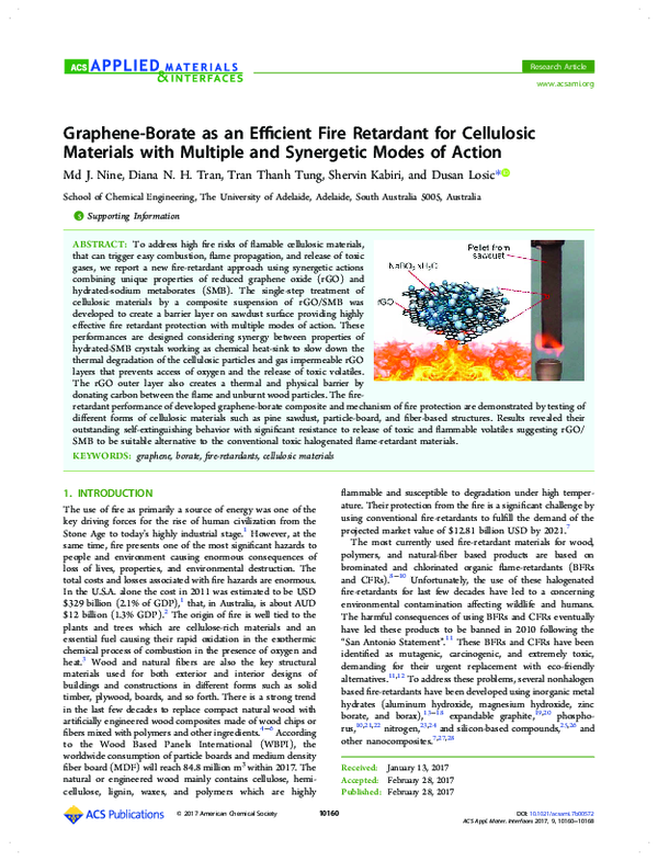 (PDF) Graphene-Borate as an Efficient Fire Retardant for Cellulosic ...