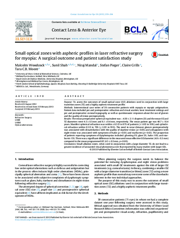 (PDF) Small optical zones with aspheric profiles in laser refractive ...