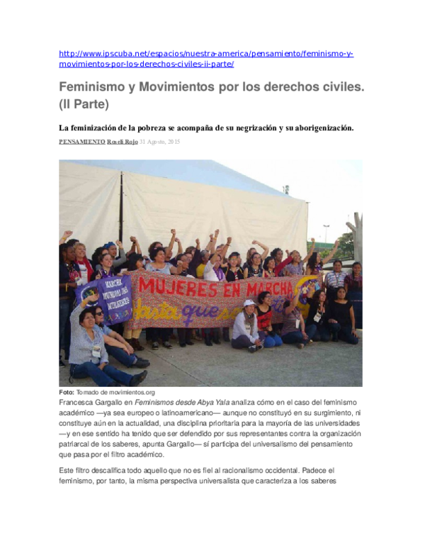 (DOC) Feminismo y Movimientos por los derechos civiles. (II Parte