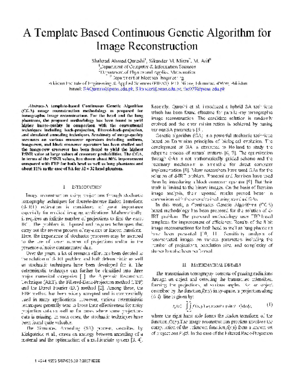 (PDF) A Template Based Continuous Genetic Algorithm for Image Reconstruction