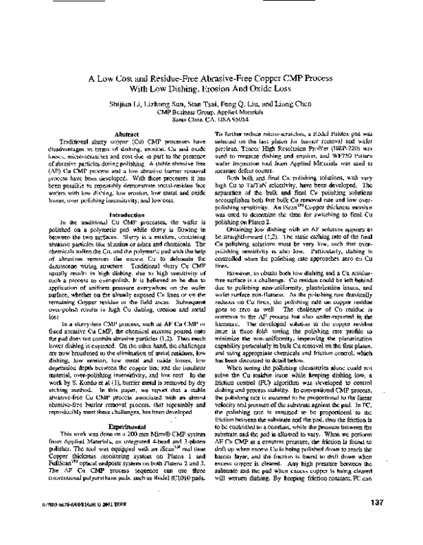 (PDF) A low cost and residue-free abrasive-free copper CMP process with ...