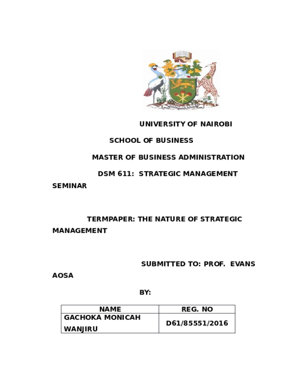 (DOC) UNIVERSITY OF NAIROBI SCHOOL OF BUSINESS MASTER OF BUSINESS ...