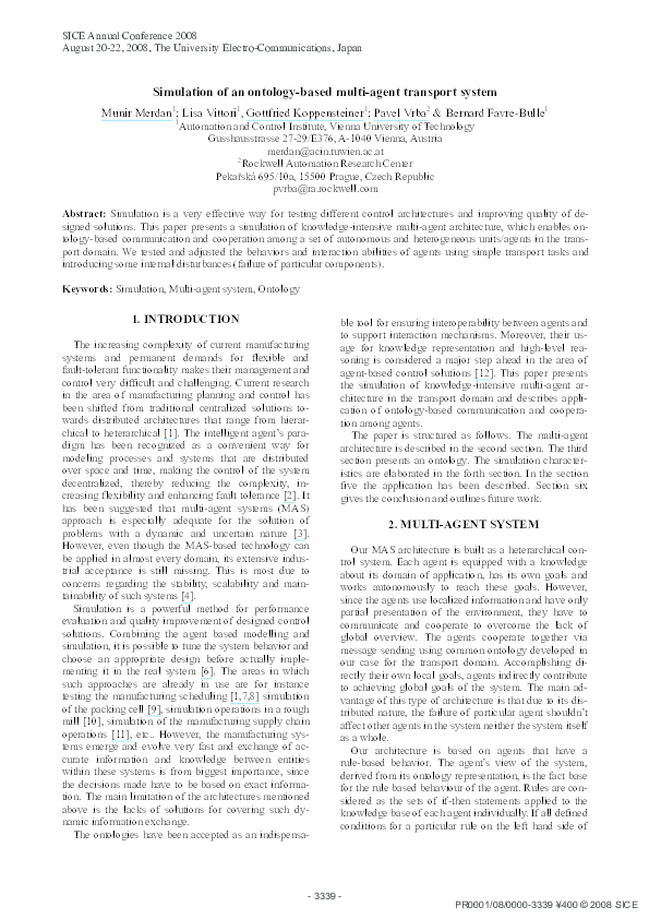 (PDF) Simulation of an ontology-based multi-agent transport system