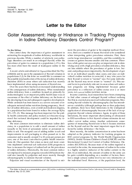 (PDF) Goiter assessment: help or hindrance in tracking progress in ...