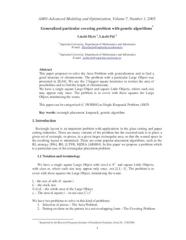 (PDF) Generalized particular covering problem with genetic algorithms