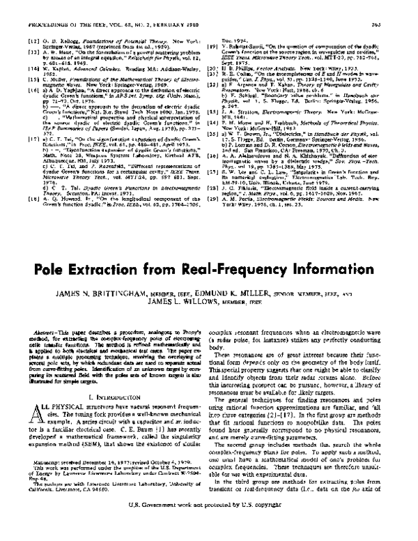 (PDF) Electromagnetic Poles-Pole Extraction from Real-Frequency ...