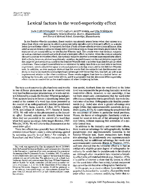 (PDF) Lexical factors in the word-superiority effect