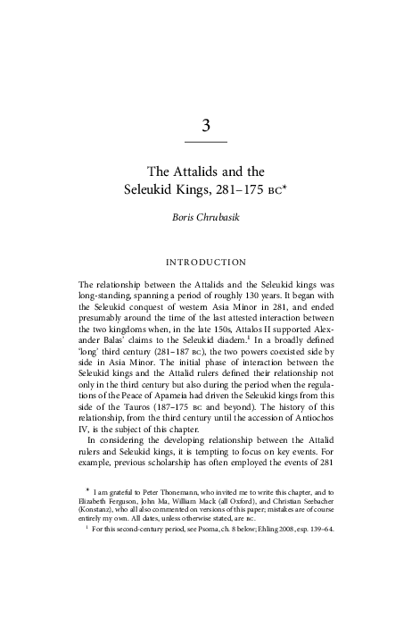 (PDF) The Attalids and the Seleukid Kings, 281-175 BC