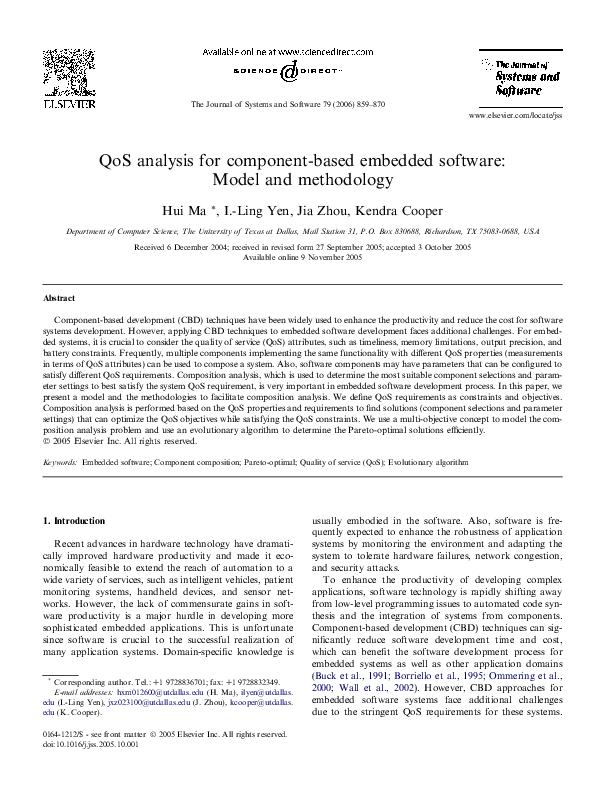 Pdf Qos Analysis For Component Based Embedded Software Model And Methodology 