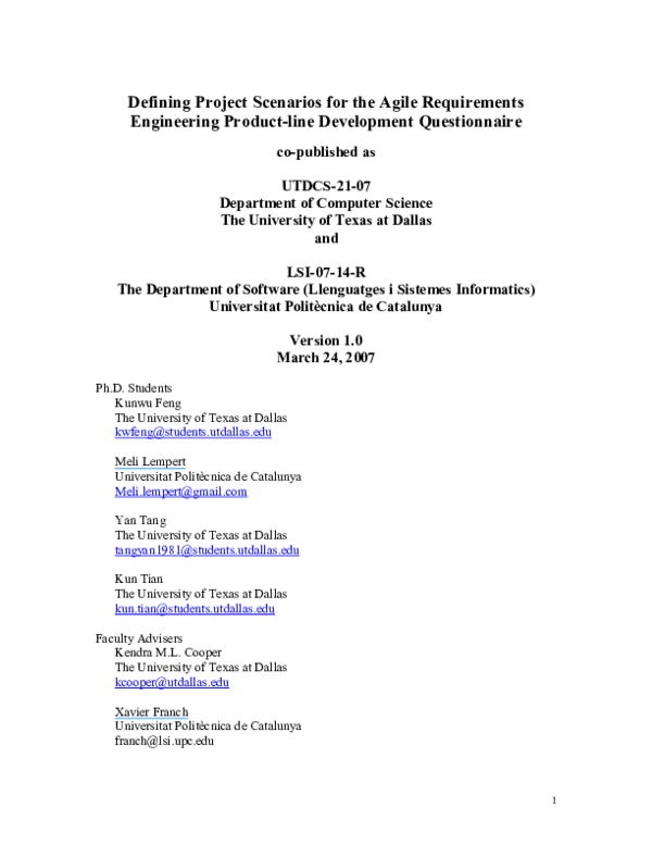 (PDF) Defining Project Scenarios for the Agile Requirements Engineering ...