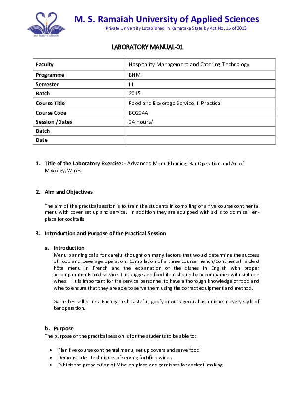 (PDF) LABORATORY MANUAL-01 1. Title of the Laboratory Exercise ...