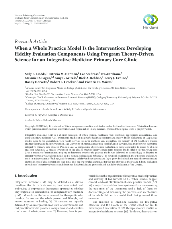 (PDF) When a Whole Practice Model Is the Intervention: Developing ...