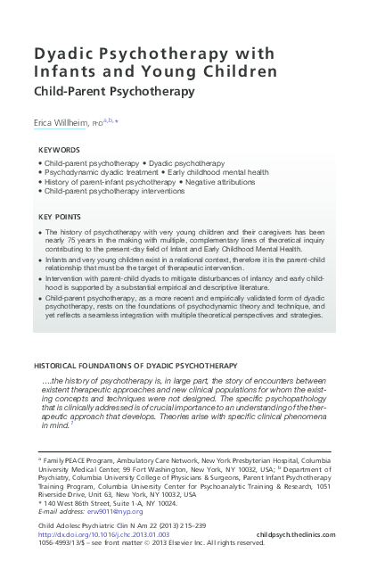 (PDF) Dyadic Psychotherapy with Infants and Young Children