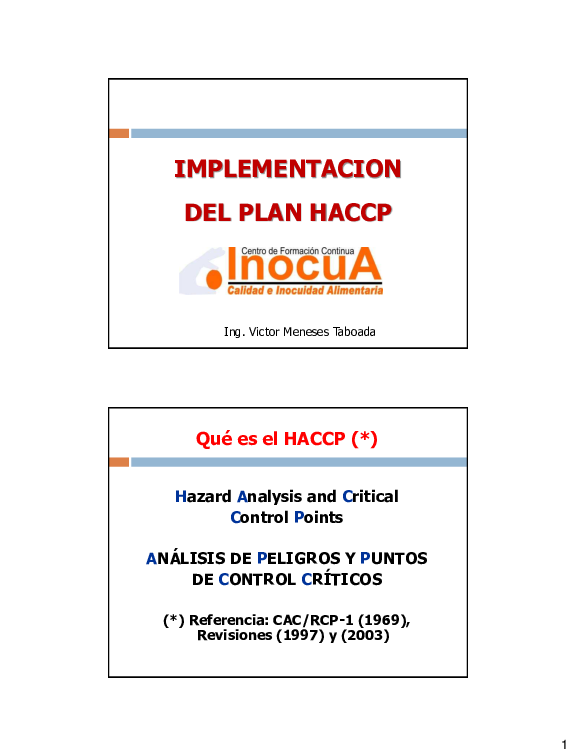 (PDF) IMPLEMENTACION DEL PLAN HACCP Hazard Analysis and Critical Control Points ANÁLISIS DE ...