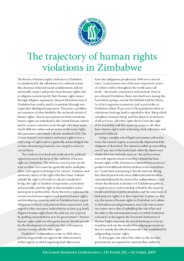 (PDF) The Trajectory of Human Rights Violations in Zimbabwe