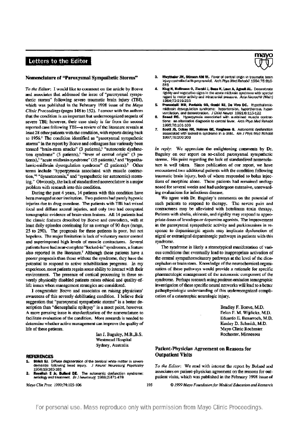 (PDF) Nomenclature of “Paroxysmal Sympathetic Storms”