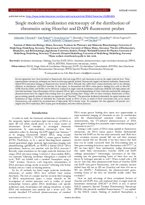 (PDF) Single molecule localization microscopy of the distribution of ...