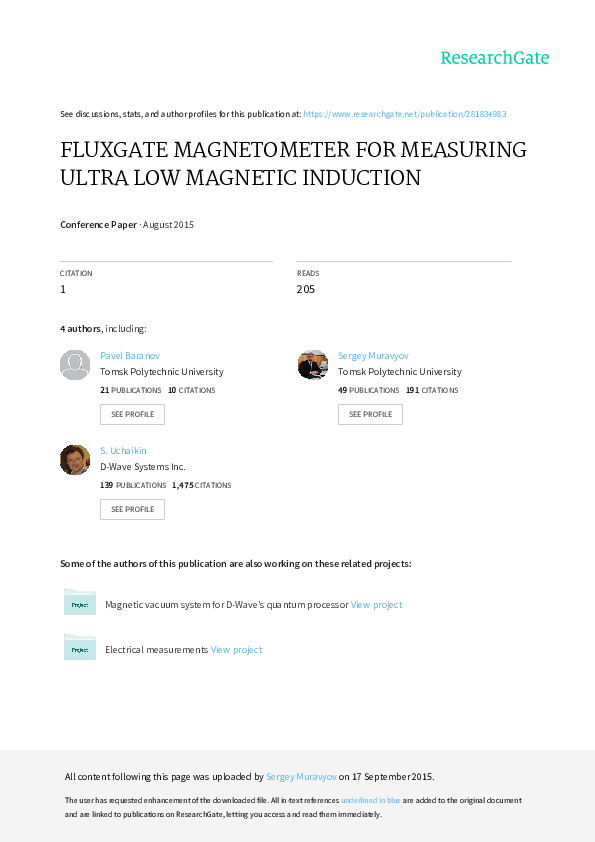 (PDF) FLUXGATE MAGNETOMETER FOR MEASURING ULTRA LOW MAGNETIC INDUCTION Magnetic vacuum system ...
