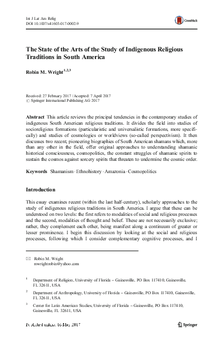 (PDF) The State of the Arts of the Study of Indigenous Religions in ...