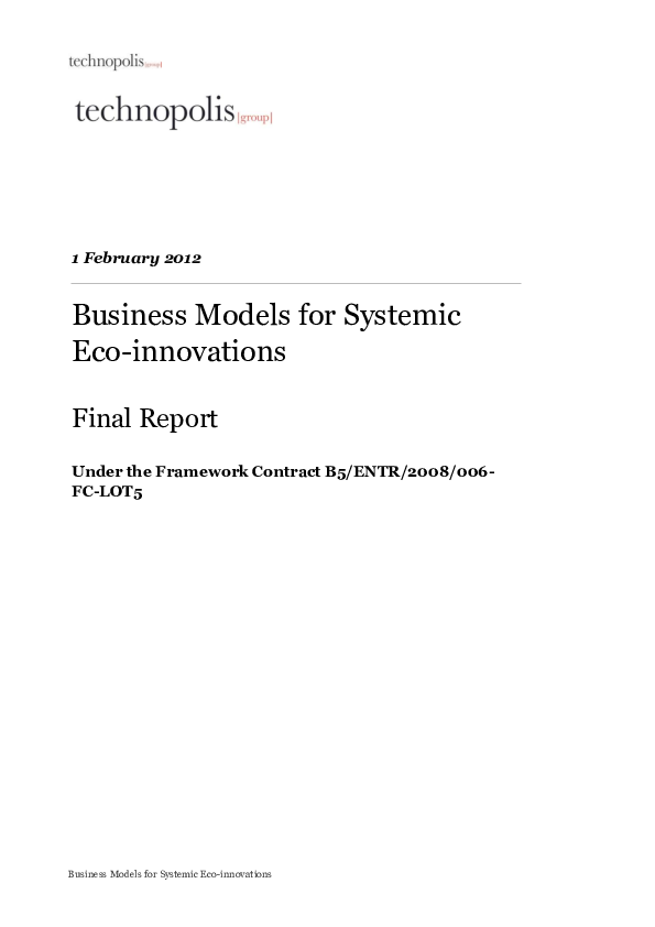 (PDF) Business Models for Systemic Eco-innovations Business Models for ...
