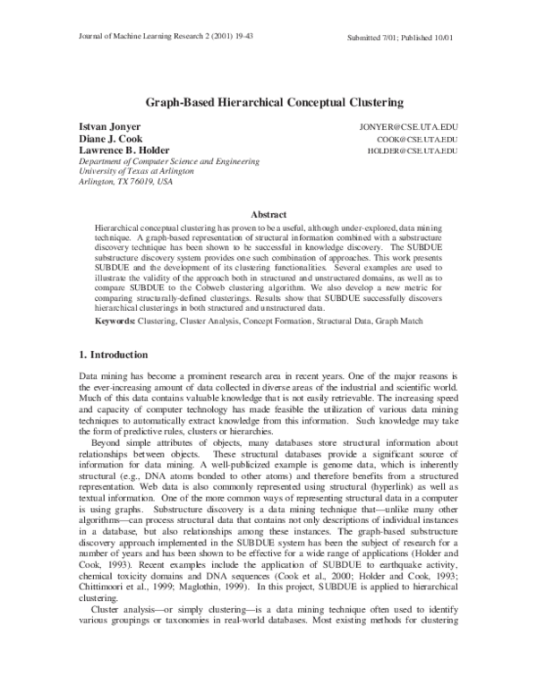 Pdf Graph Based Hierarchical Conceptual Clustering