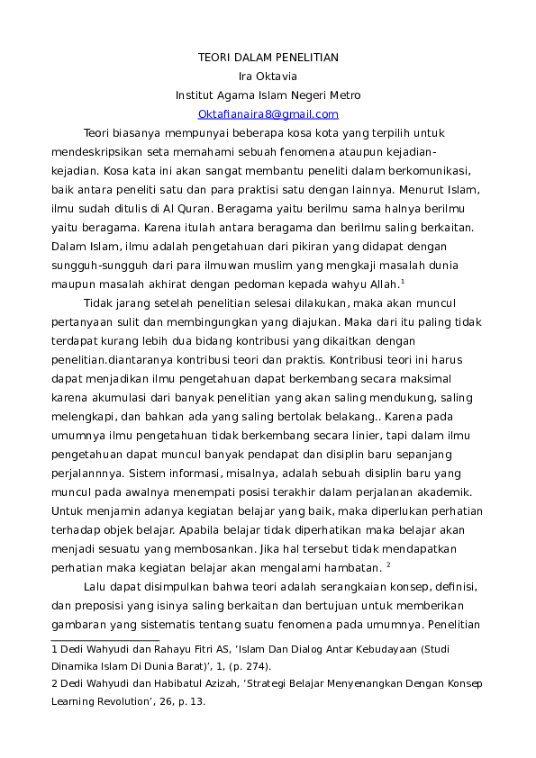 (DOC) TEORI DALAM PENELITIAN