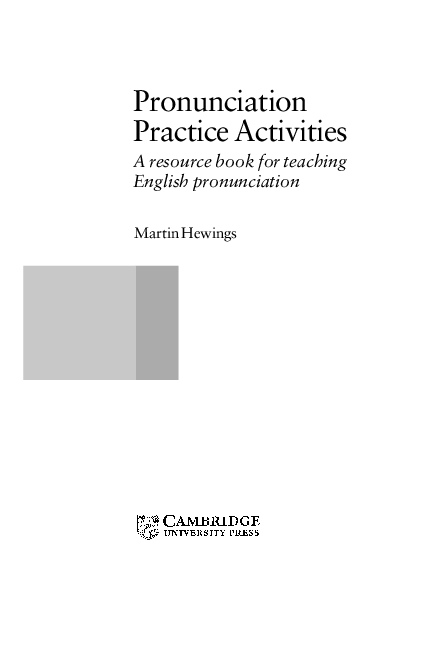 (PDF) Pronunciation Practice Activities A resource book for teaching ...