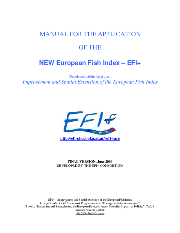 (PDF) Manual for the application of the new European Fish Index - EFI+ ...