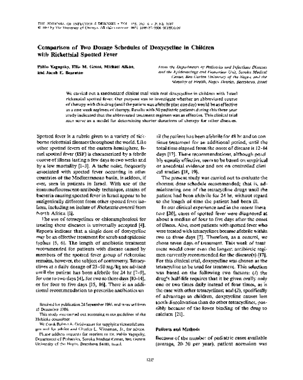 (PDF) Comparison of Two Dosage Schedules of Doxycycline in Children ...