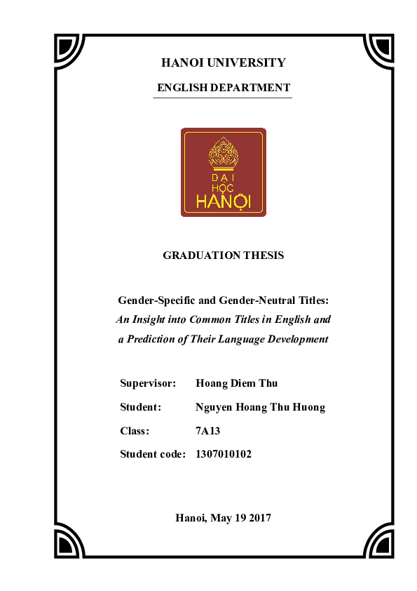 (PDF) Gender-Specific and Gender-Neutral Titles: An Insight into Common ...