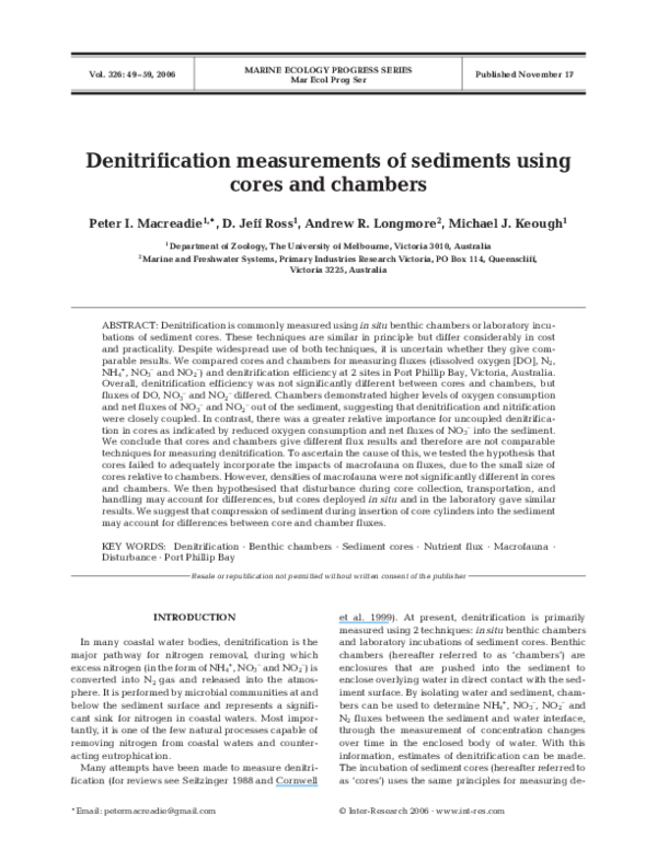 (PDF) Measuring sediment denitrification | Peter Macreadie - Academia.edu