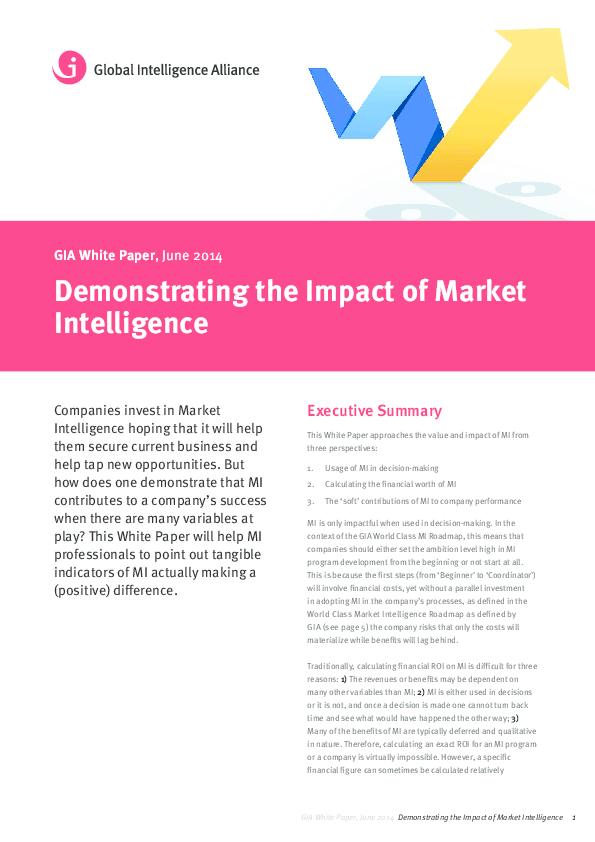 (PDF) Demonstrating the Impact of Market Intelligence