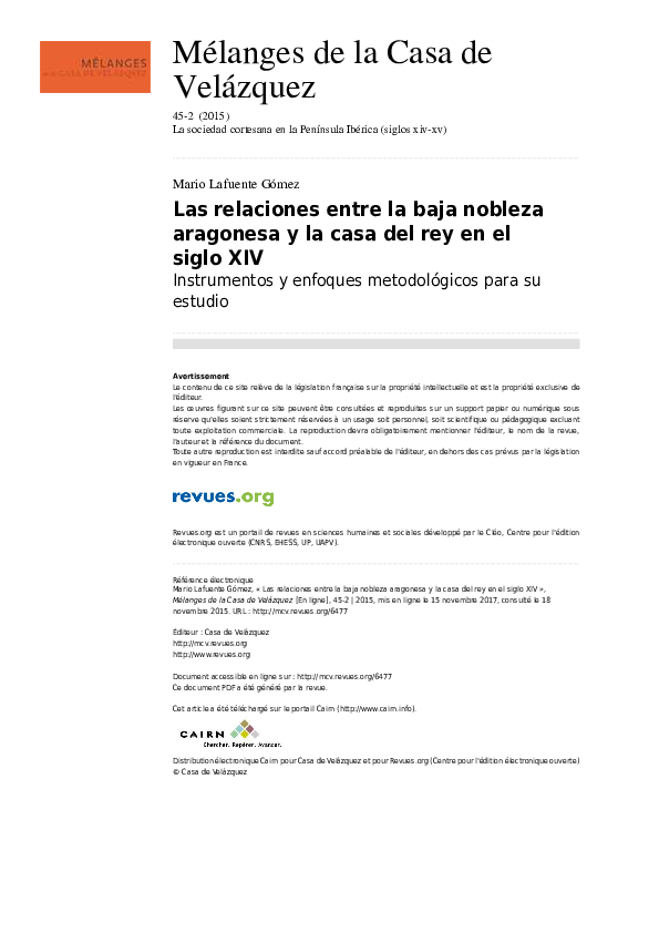 (PDF) “Las relaciones entre la baja nobleza aragonesa y la casa del rey ...
