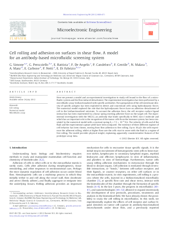 (PDF) Cell rolling and adhesion on surfaces in shear flow. A model for ...
