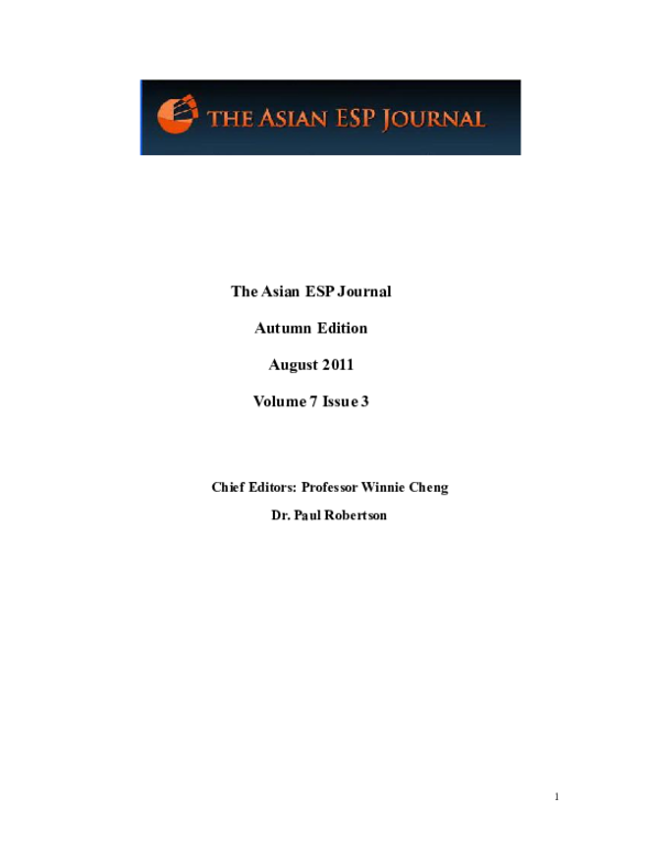 (PDF) The Asian ESP Journal Autumn Edition | Jason Miin-Hwa Lim ...