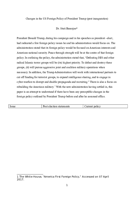 (DOC) US Foreign Policy Changes Under Trump