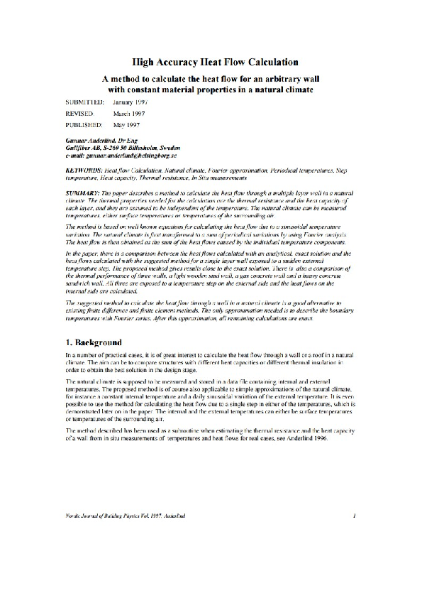 (PDF) High accuracy heat flow calculation