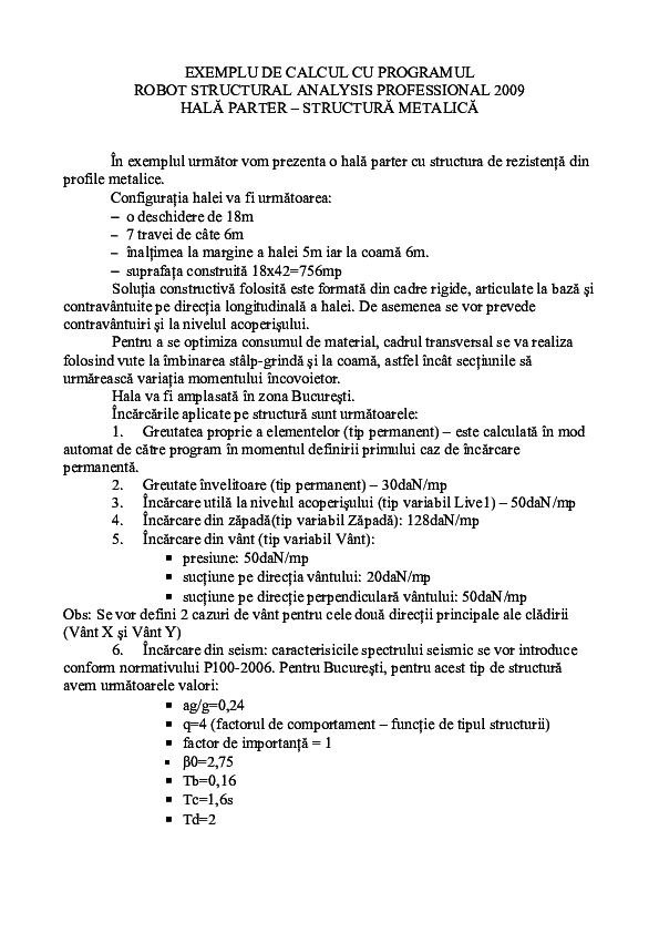 (PDF) EXEMPLU DE CALCUL CU PROGRAMUL ROBOT STR