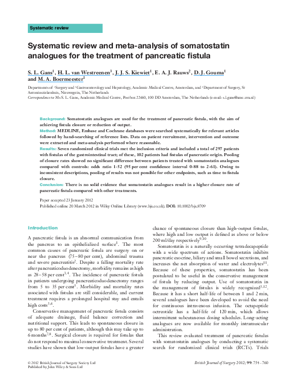 (PDF) Systematic review and meta-analysis of somatostatin analogues for the treatment of ...