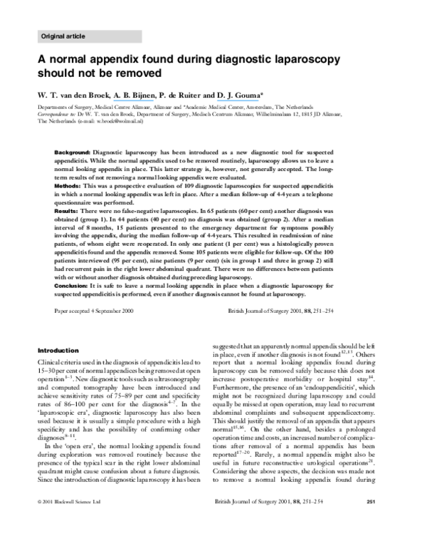 (PDF) Implications of Removing a Normal Appendix