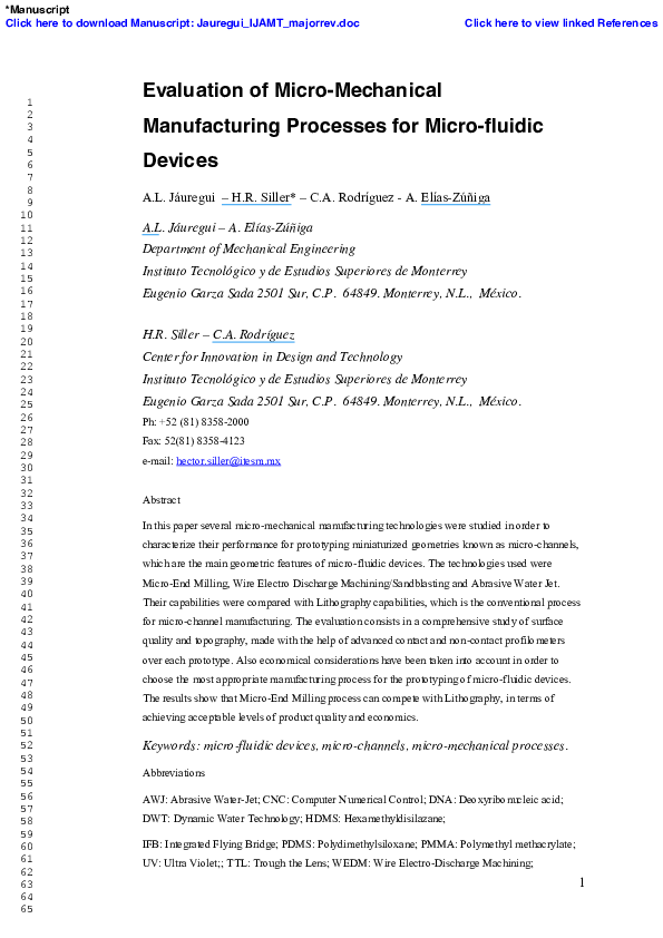 (PDF) Evaluation of micromechanical manufacturing processes for ...