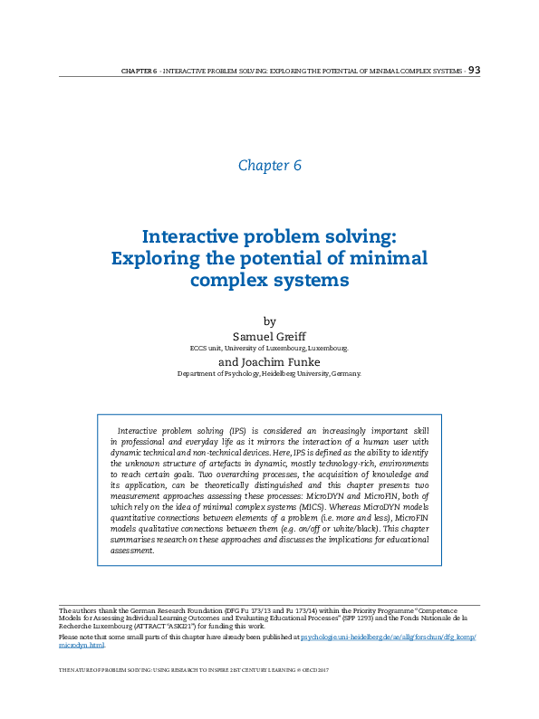 (PDF) Interactive problem solving: Exploring the potential of minimal complex systems