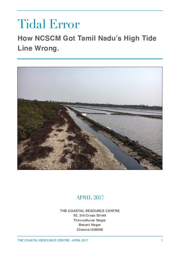(PDF) Tidal Error How NCSCM Got Tamil Nadu's High Tide Line Wrong