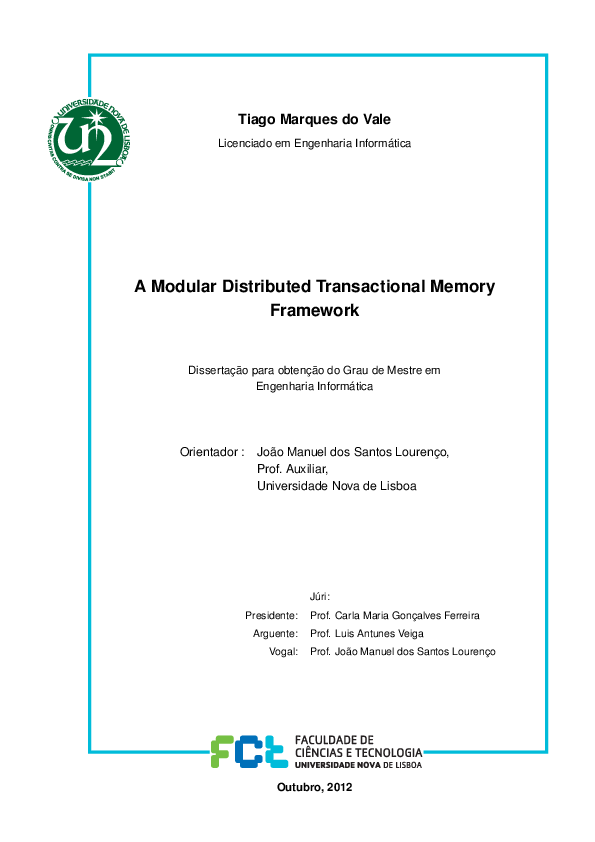 Pdf A Modular Distributed Transactional Memory Framework Tiago Vale