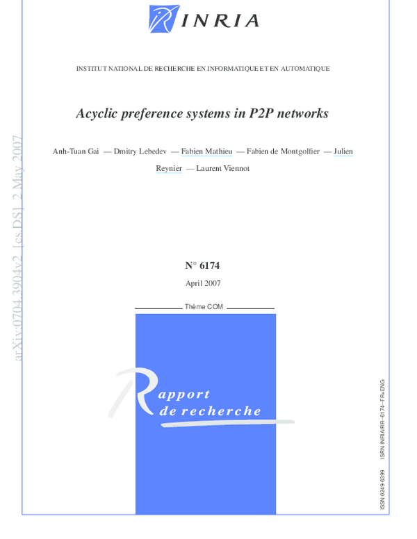 (PDF) Acyclic Preference Systems in P2P Networks