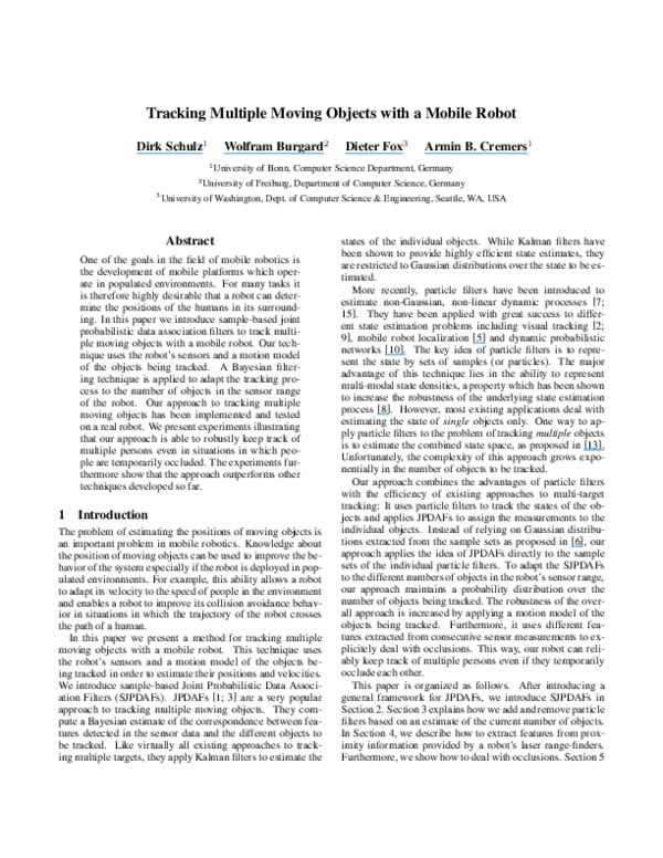 Pdf Tracking Multiple Moving Objects With A Mobile Robot 8047
