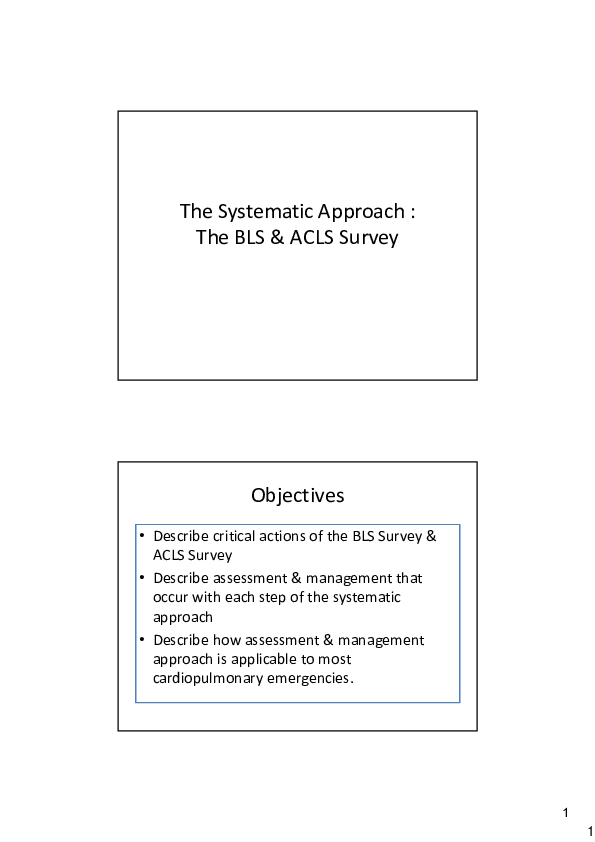 (PDF) Handout Kuliah 5 The Systematic Approach The BLS & ACLS Survey